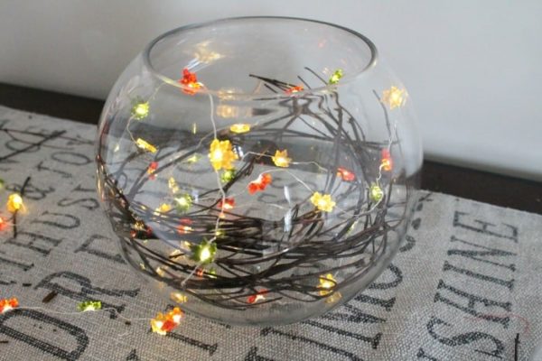 DIY Fall Themed Centerpiece with Lights