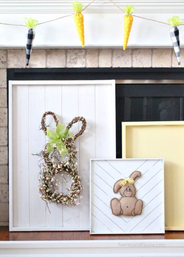 DIY Farmhouse Wooden Frame Easter Bunny Wreath Tutorial