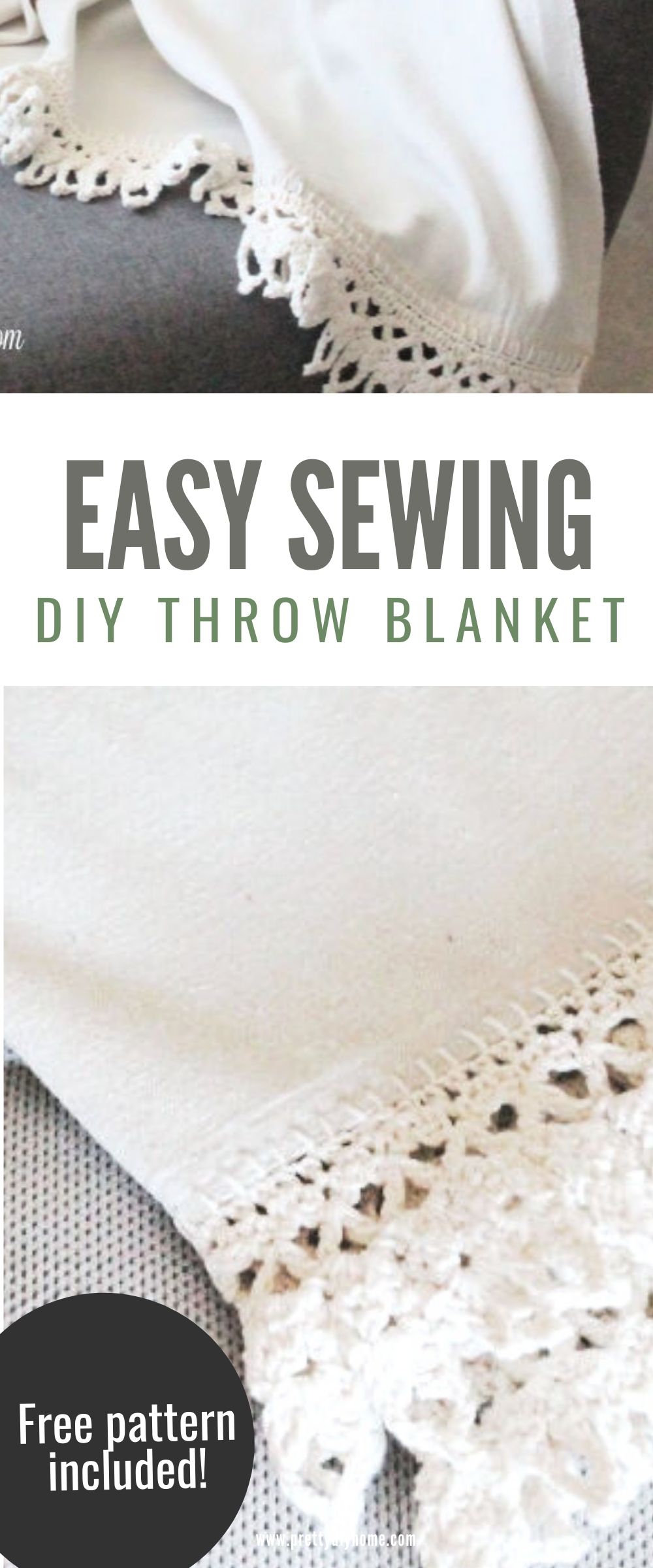 DIY Farmhouse Throw With Cotton Wool Edging