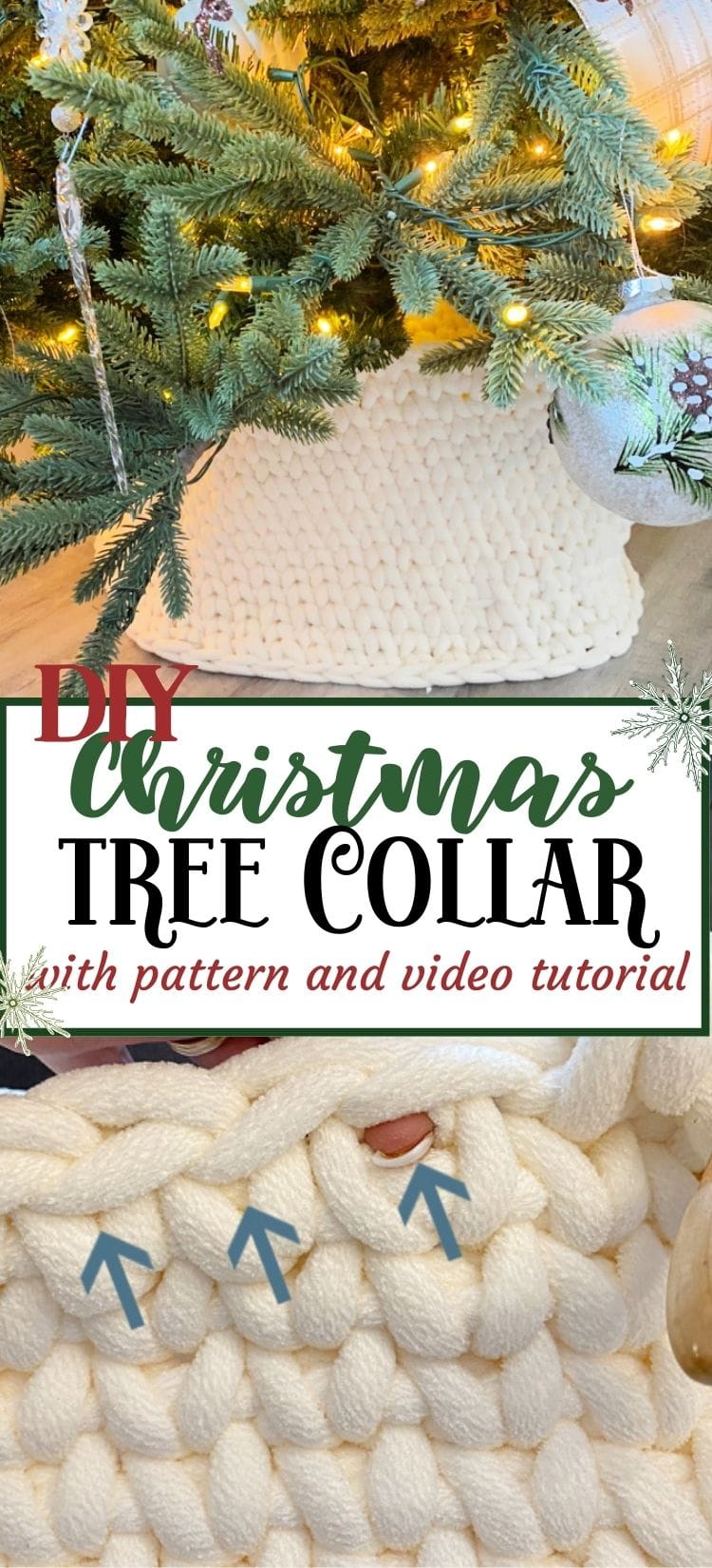 DIY Christmas Tree Collar with Free Crochet Pattern and Video - Pretty ...